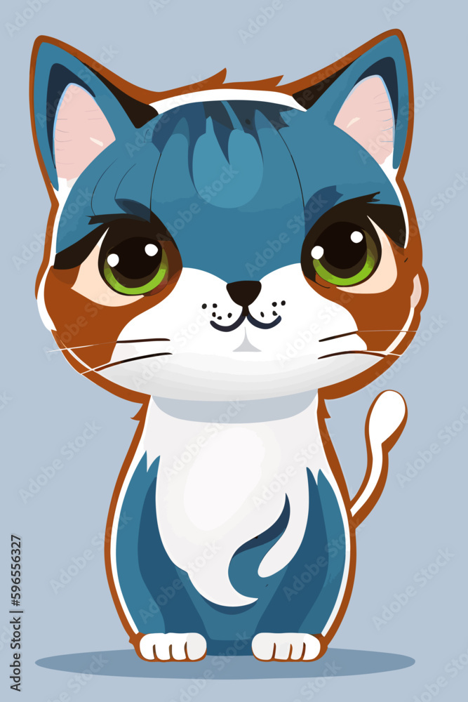 cartoon cat with big eyes, vector image Stock Vector | Adobe Stock