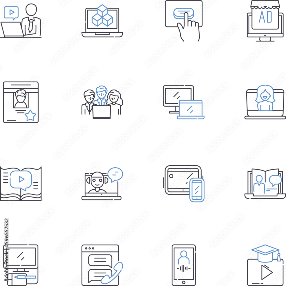 Consumer engagement line icons collection. Interaction, Participation, Communication ...