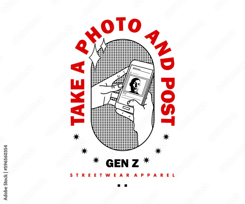 Vintage illustration of social media, gen z vector t shirt design ...