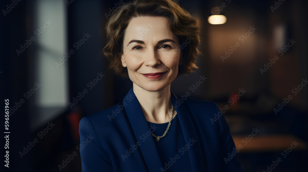 portrait of traditional politician business woman in 50s or 60s at work ...