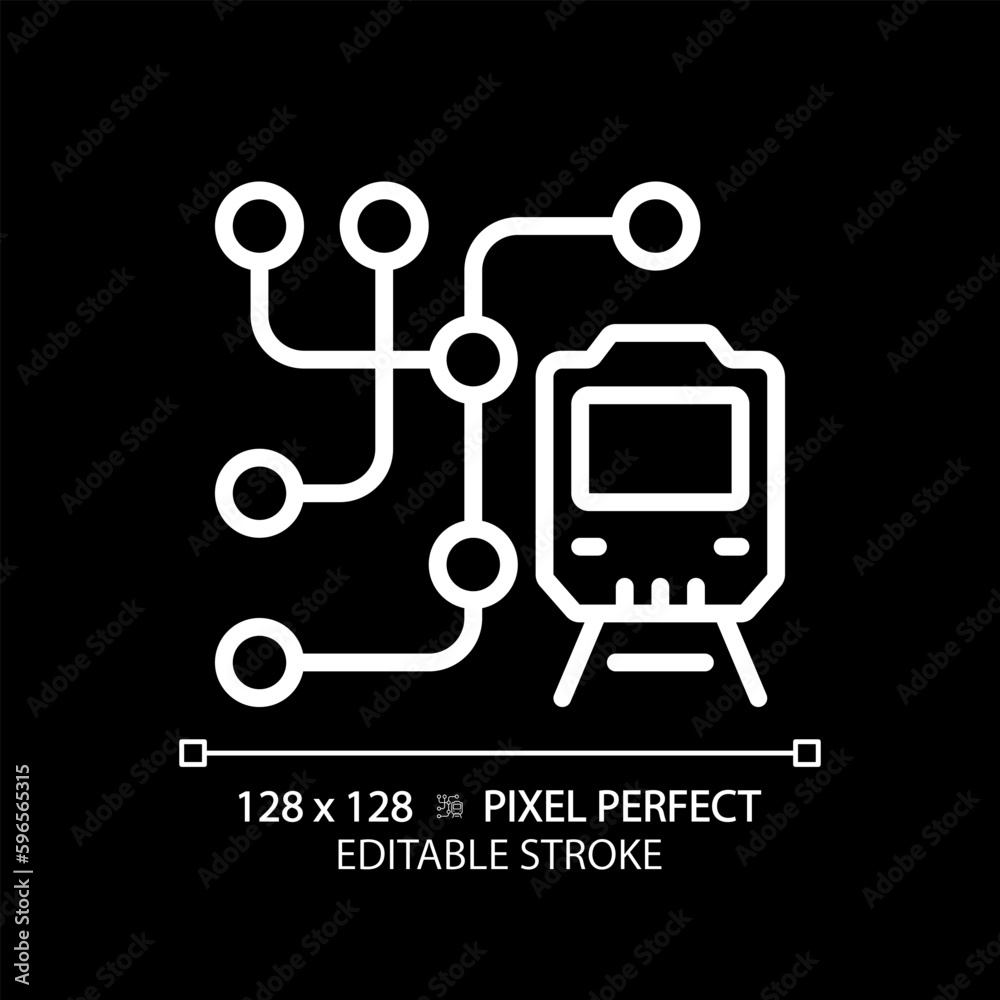 Metro map pixel perfect white linear icon for dark theme. Subway ...
