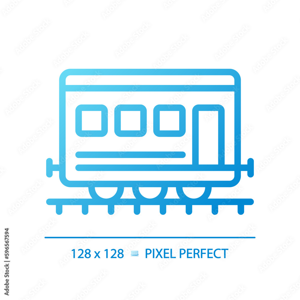 Passenger railroad carriage pixel perfect gradient linear vector icon ...