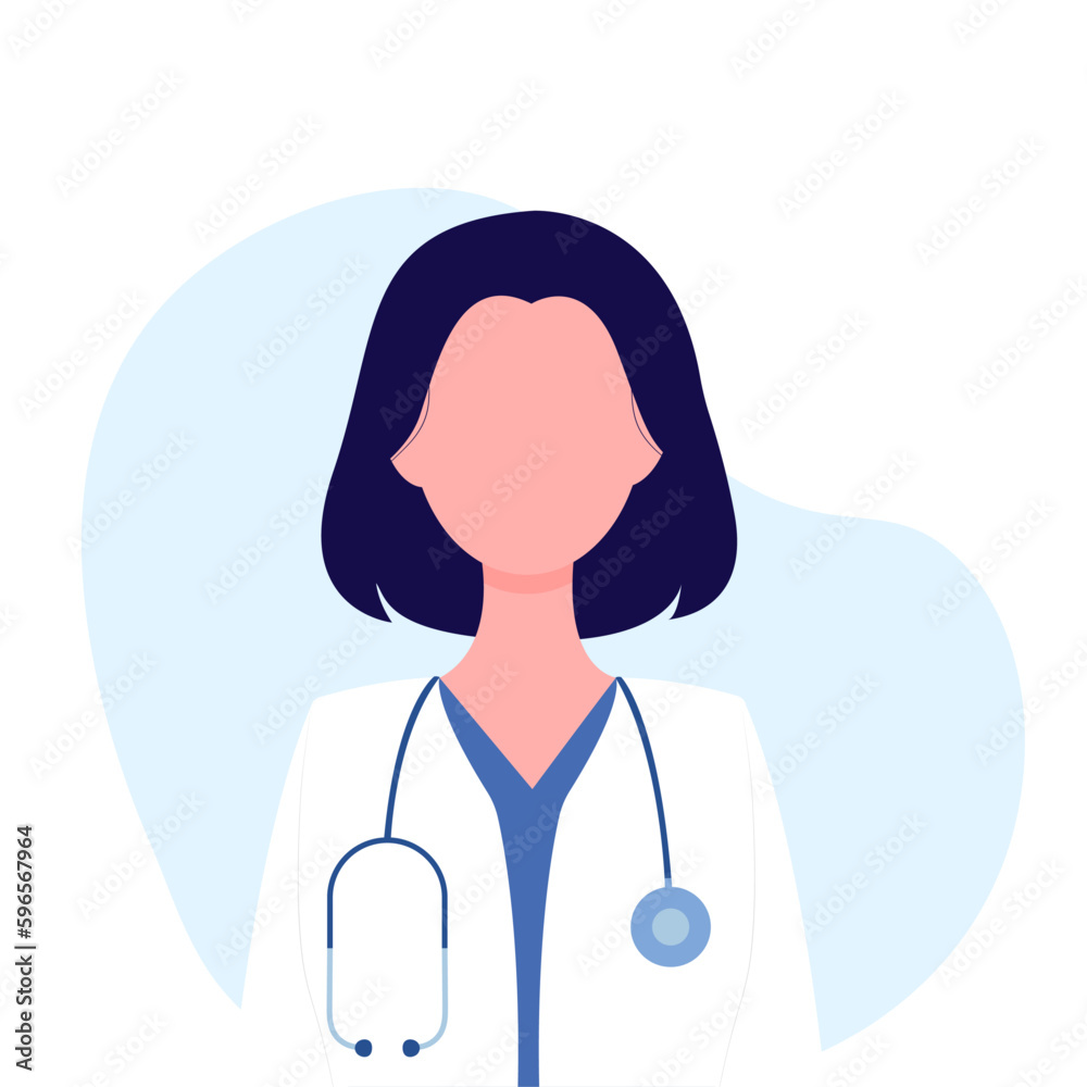 Female doctor therapist or pharmacist with short hair. Doctor with ...