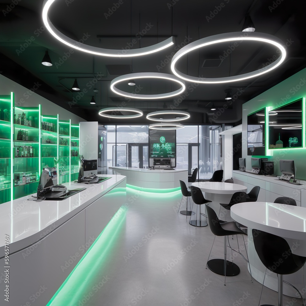 Large Open Floor Plan Marijuana Dispensary With Tall Ceilings and Great ...