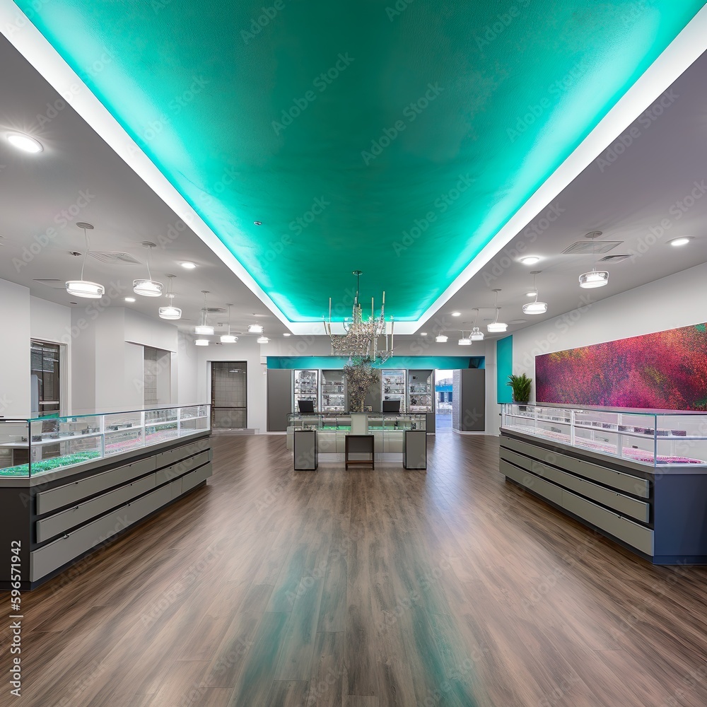 Large Open Floor Plan Marijuana Dispensary With Tall Ceilings and Great ...
