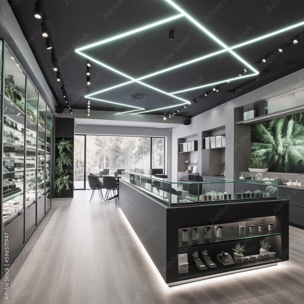 Large Open Floor Plan Marijuana Dispensary With Tall Ceilings and Great ...