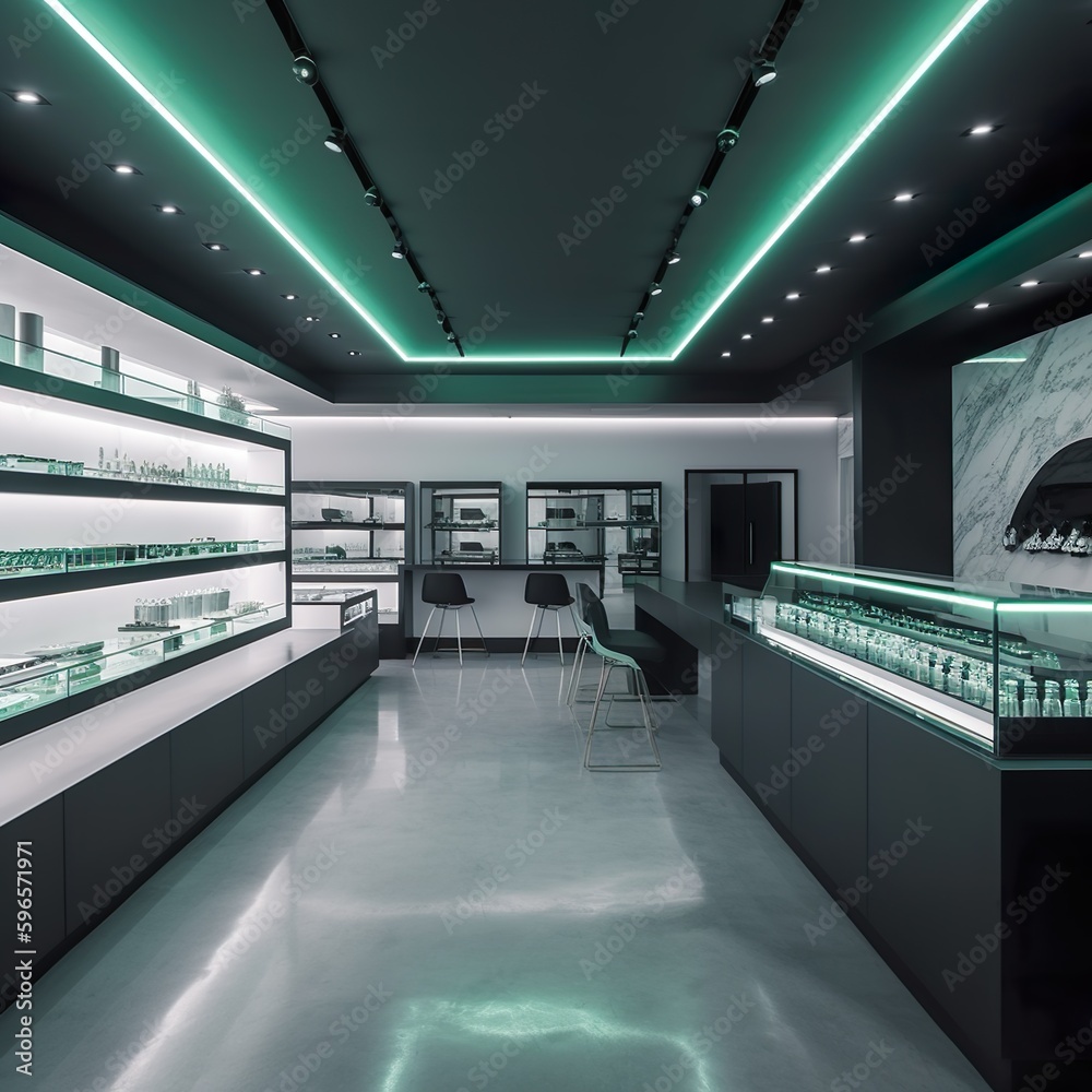 Large Open Floor Plan Marijuana Dispensary With Tall Ceilings and Great ...