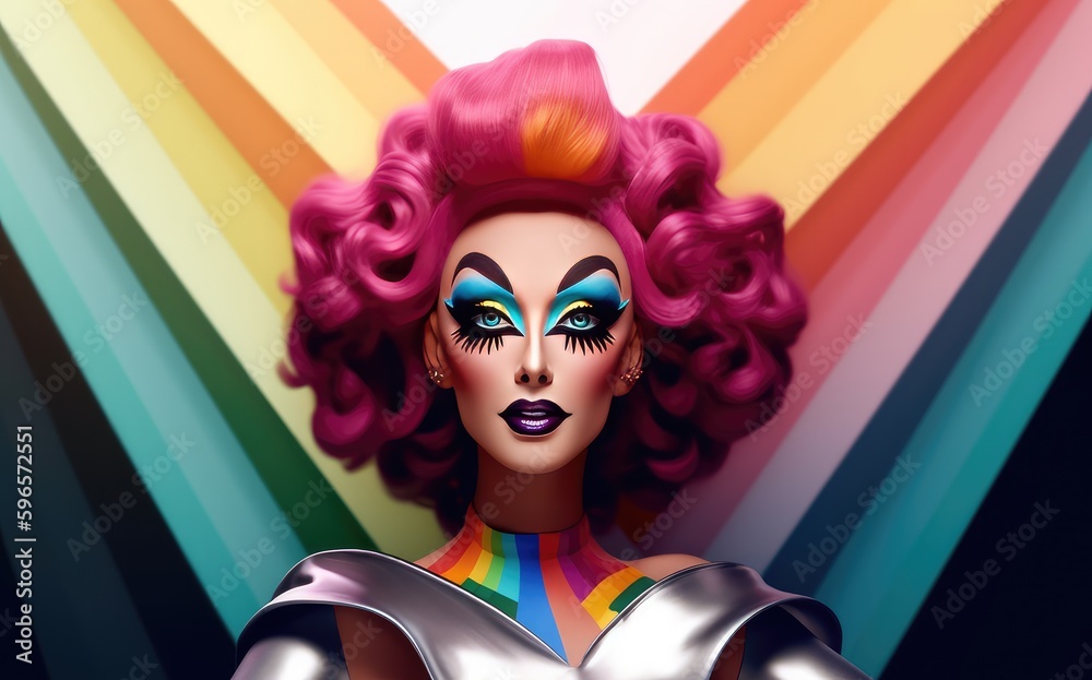 Fictional Drag Queen with creative clownesk make up and hairstyle: Man ...