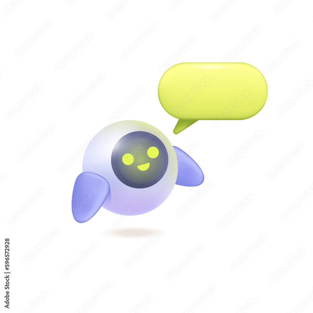 Cute chatbot helping people 3d vector illustration. Digital assistant ...
