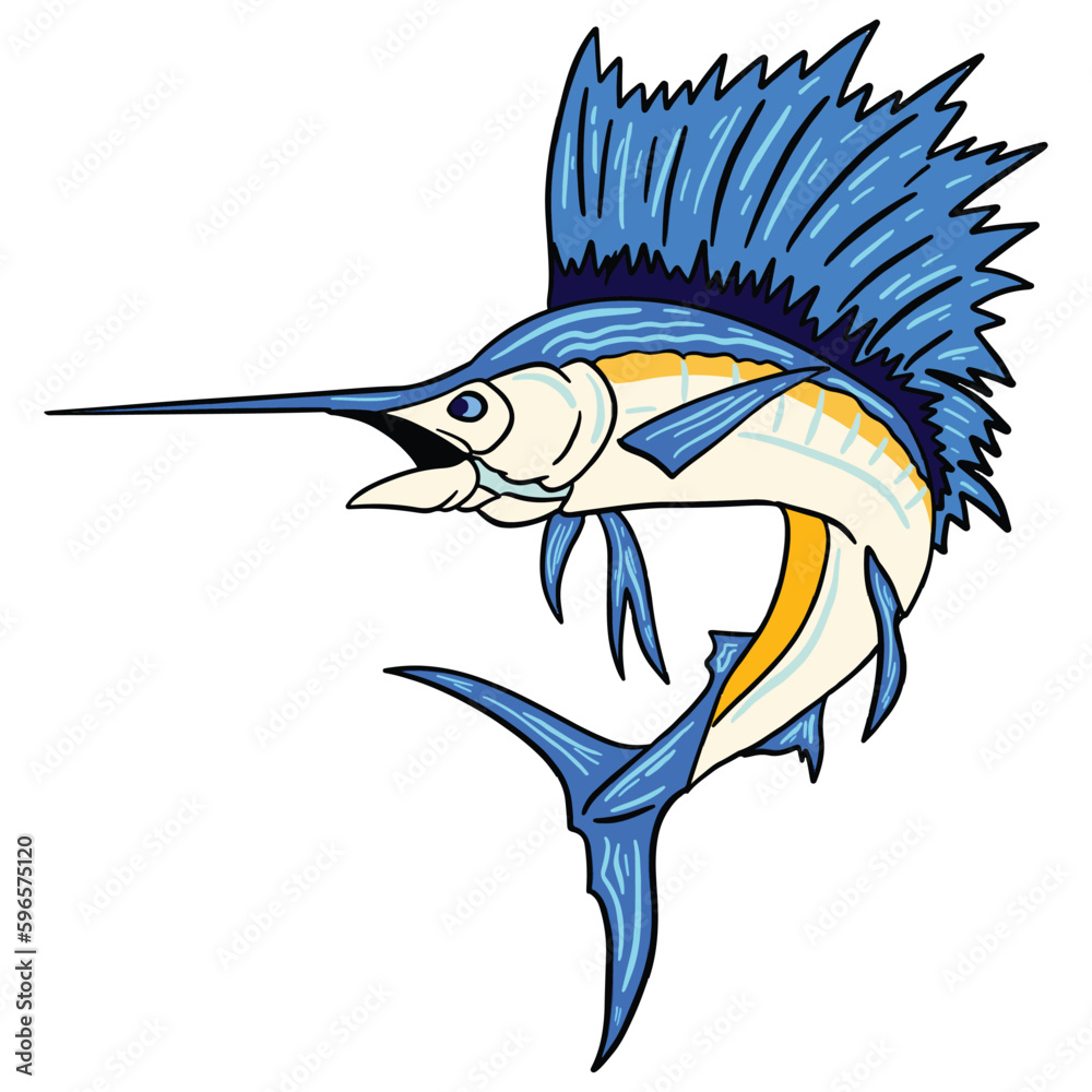 Beautiful Blue Marlin Fish ,good for graphic design resources, posters ...