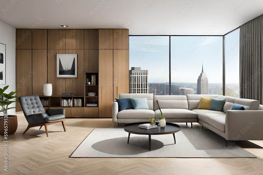 Interior design of a living room that prioritizes functionality and ...