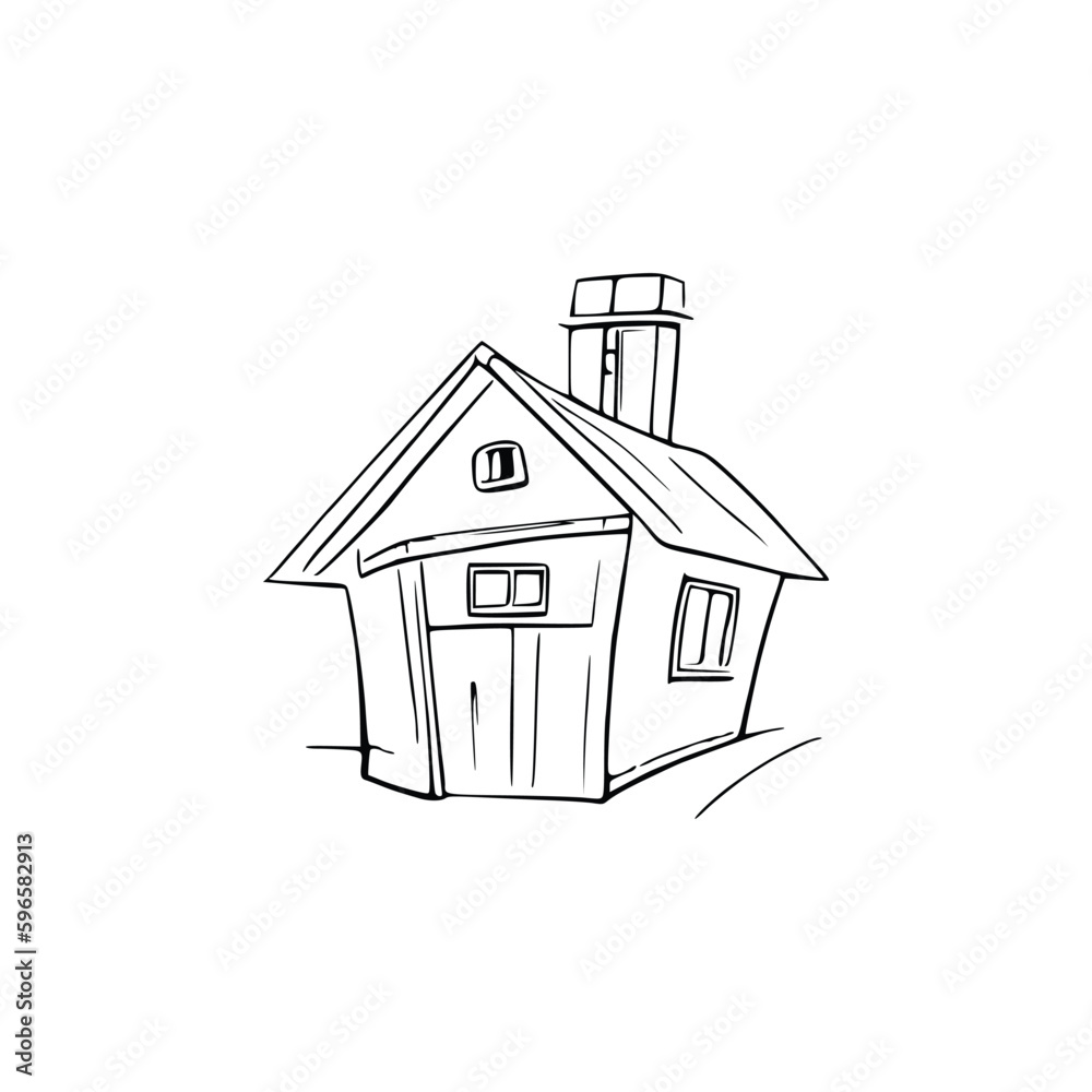 Nice Simple House coloring book, Line art house, Outline house, House ...