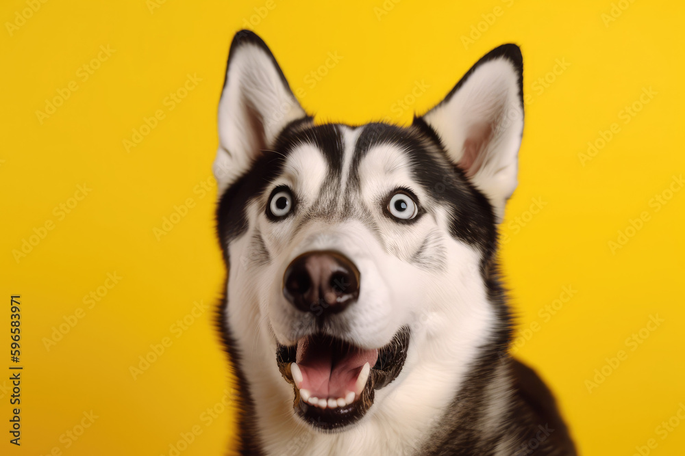 Emotions in dogs as represented by a cartoonish bi eyed husky licking ...