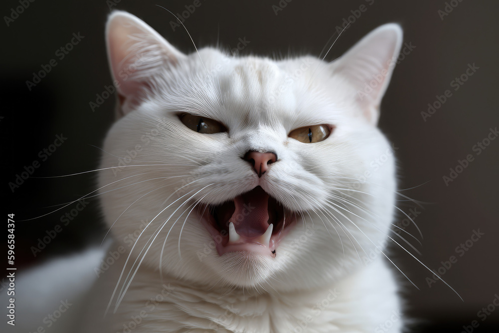 Image of a cartoonish white British shorthair tabby cat sticking out ...