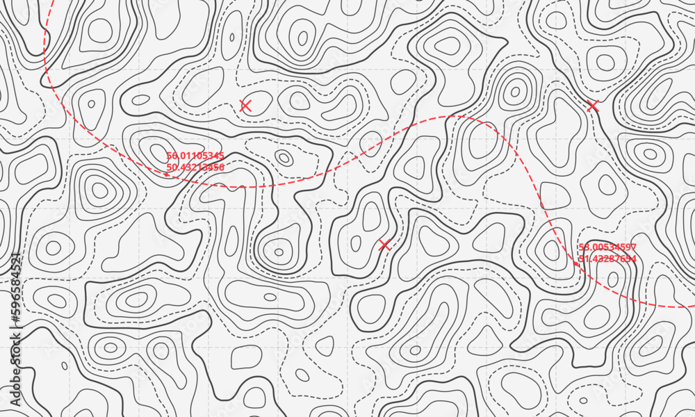 Ocean topographic line map with curvy wave isolines vector illustration ...