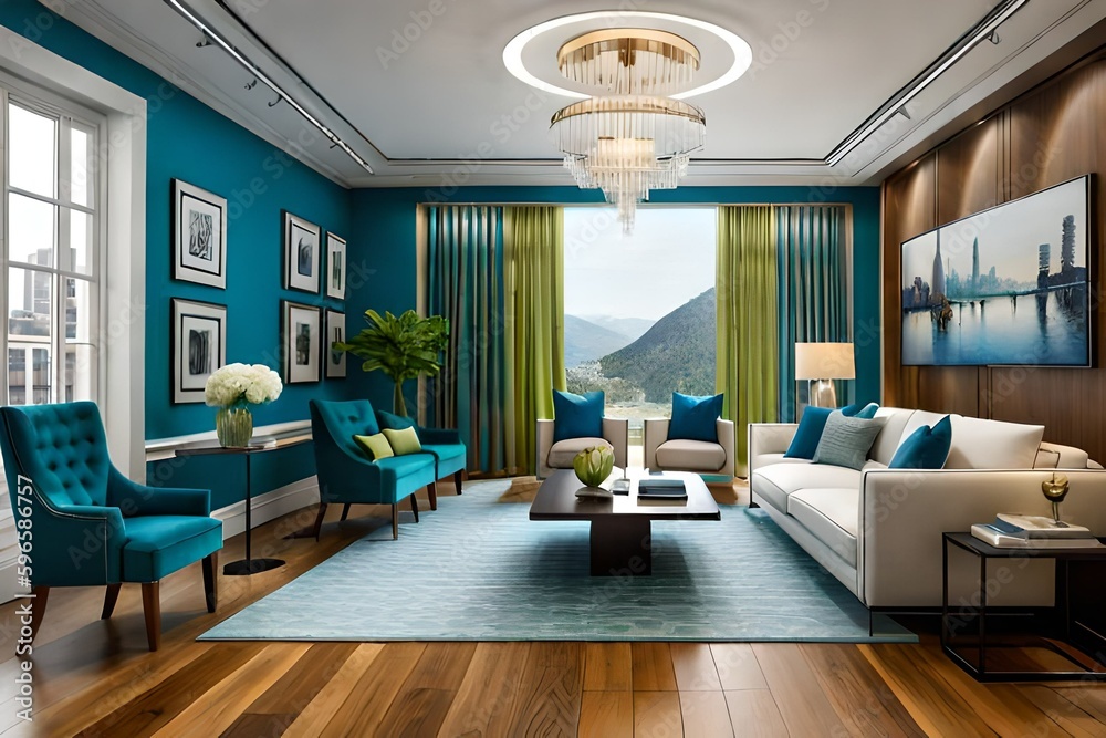 Interior design of a vibrant and lively living room that incorporates ...