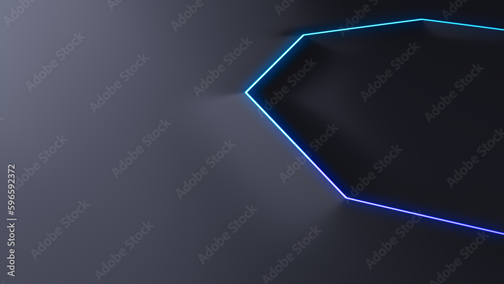 Black Surface with Embossed Shape and Blue Illuminated Trim. Tech ...