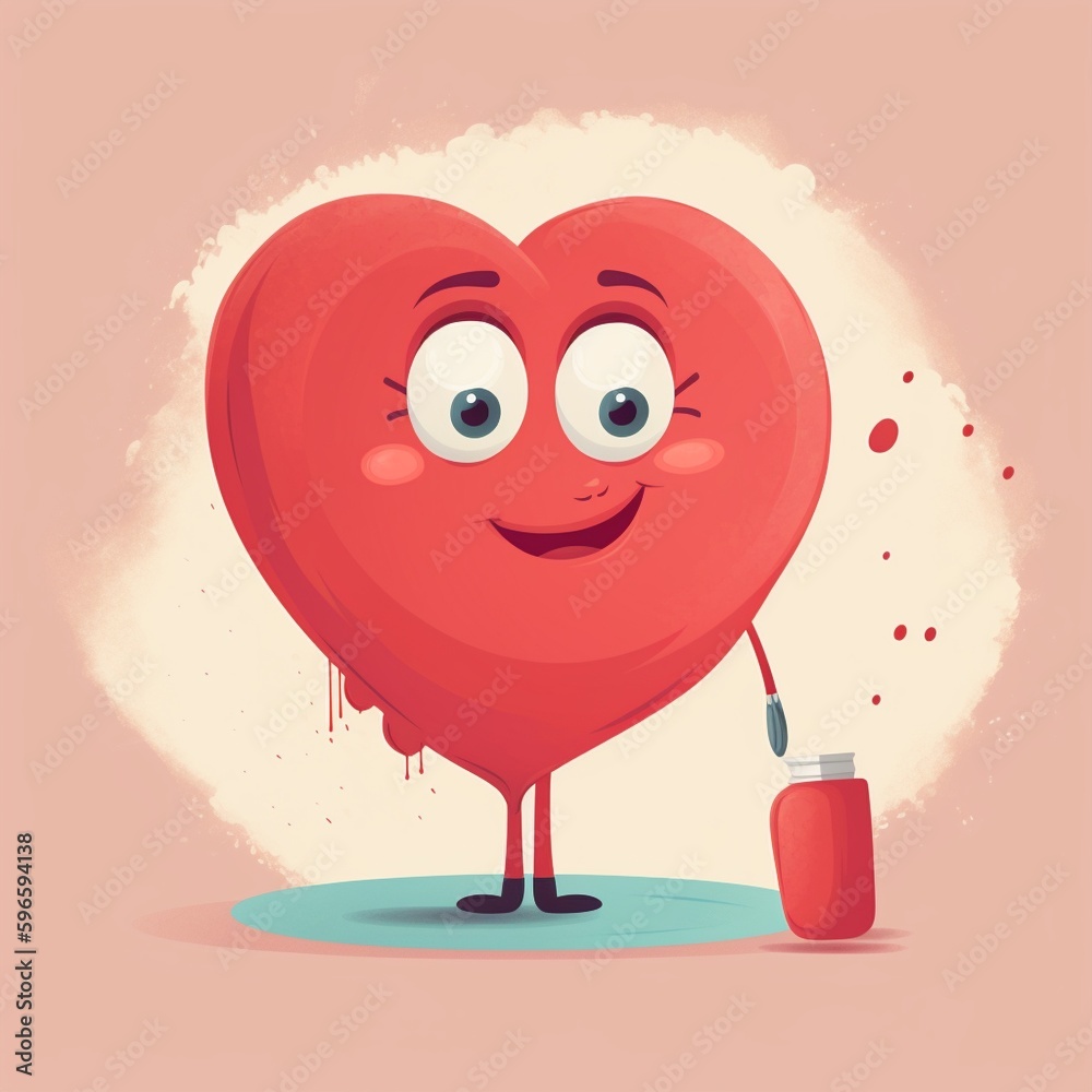 Cartoon heart attack with blocked artery and chest pain Stock ...