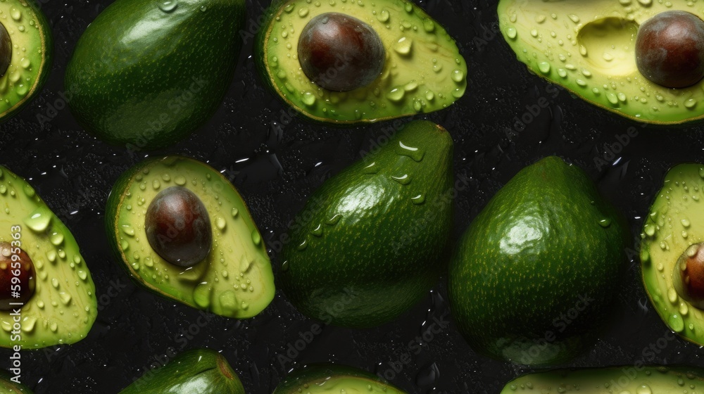 Seamless wallpaper background of Avocado. Photorealistic texture tile ...