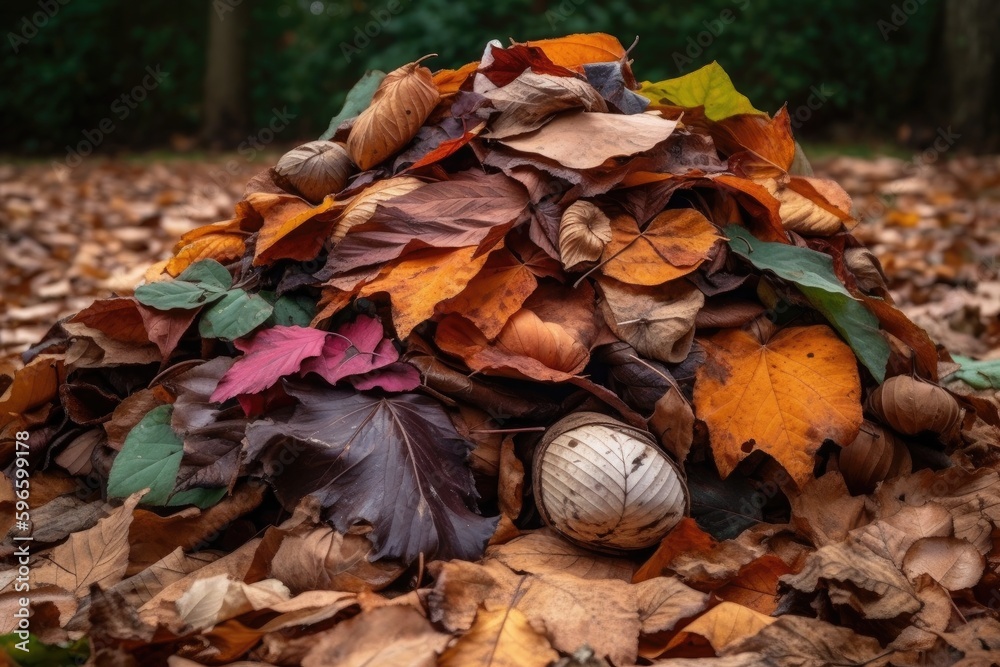 stack of fallen leaves with different shapes and sizes, created with ...