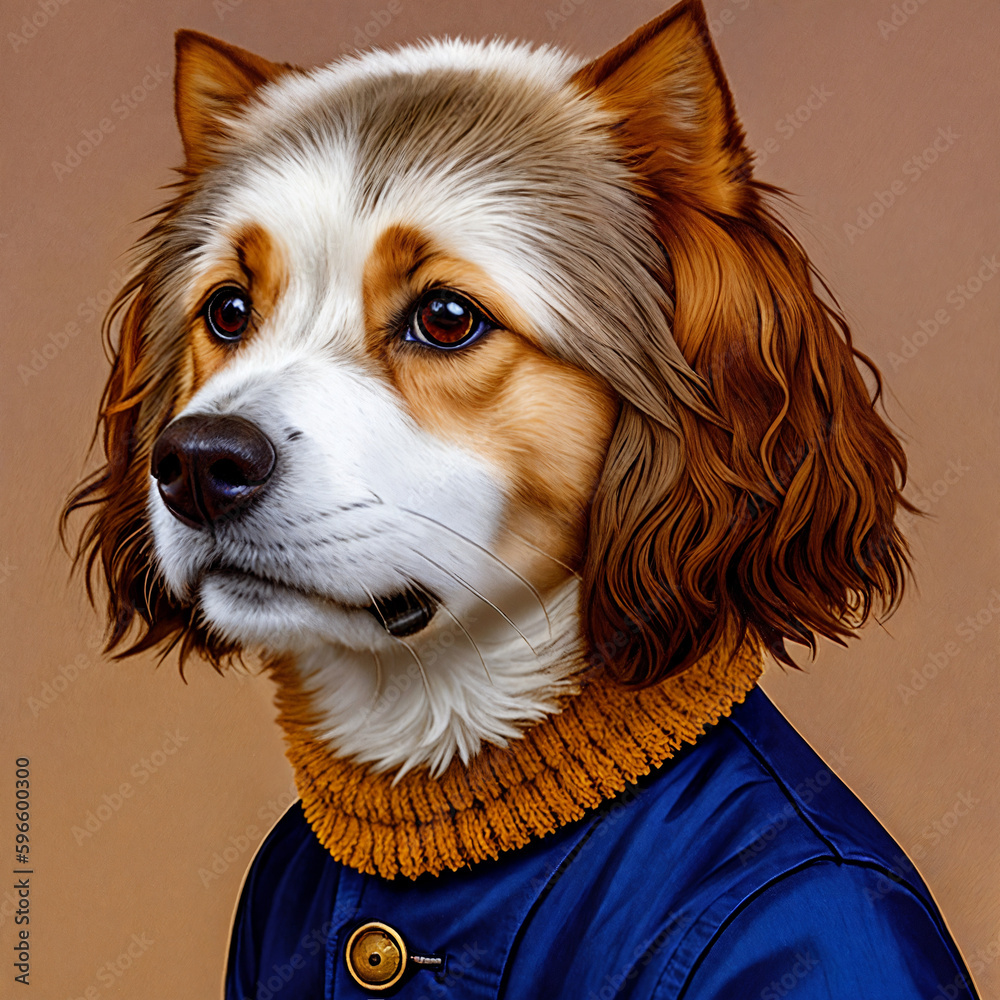 anthropomorphic dog dressed as pepole photorealistic with generative AI ...