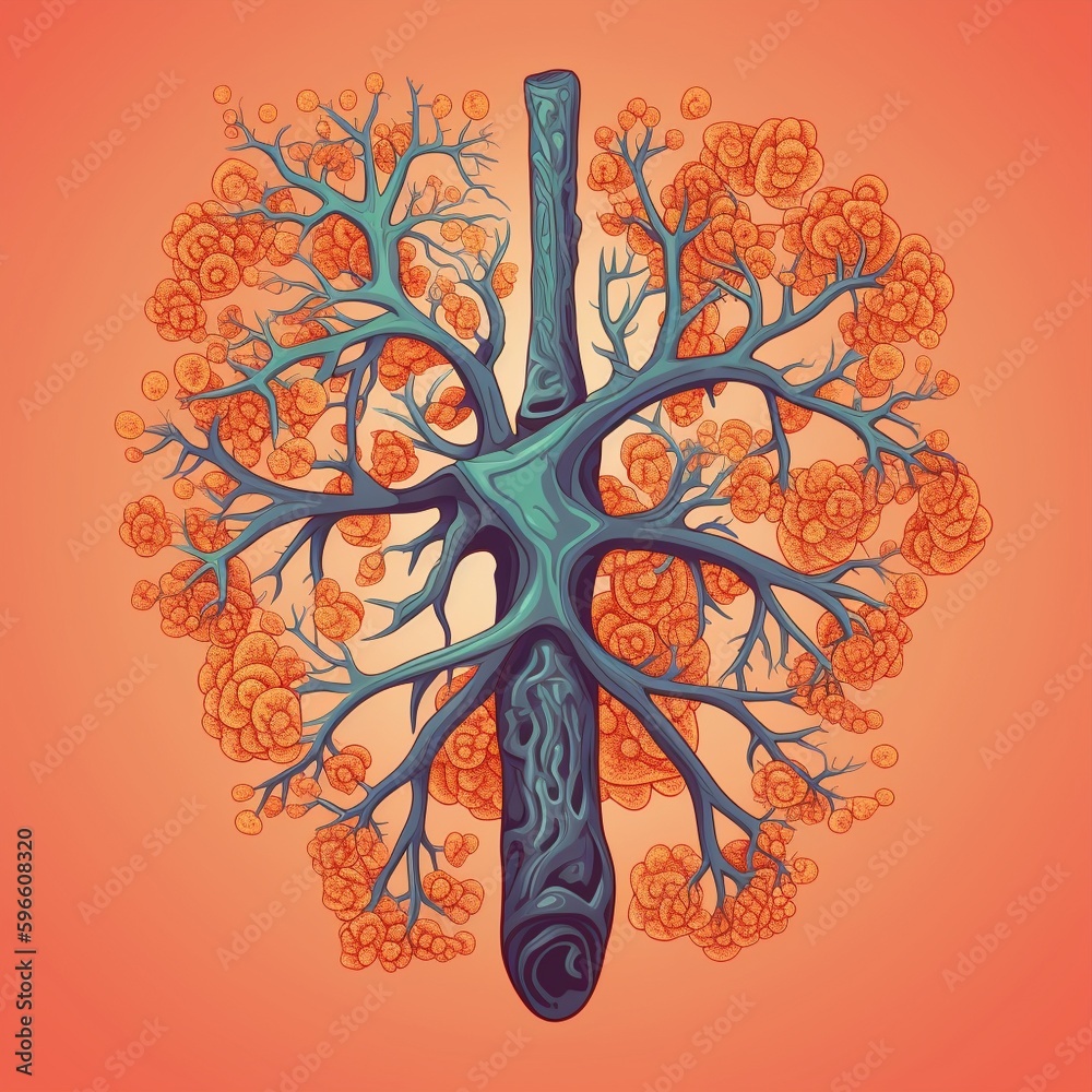 Cartoon lung with alveoli and bronchioles Stock Illustration | Adobe Stock