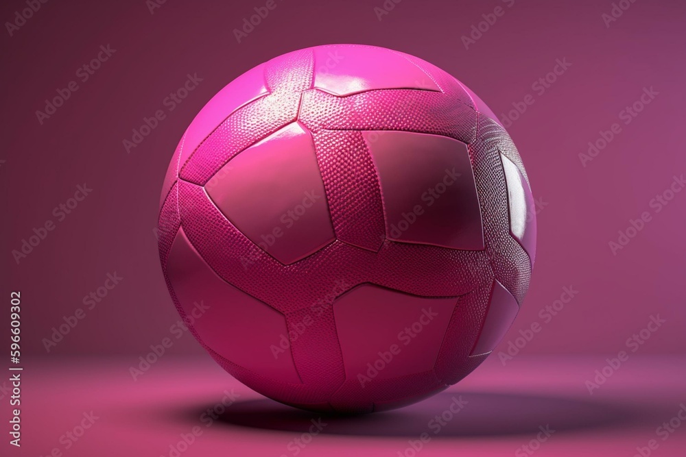 Pink soccer ball on simple background. Rendered in 3D. Generative AI ...