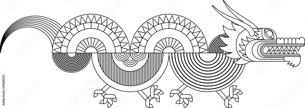 Abstract geometric chinese dragon. Modern minimalistic shape design ...