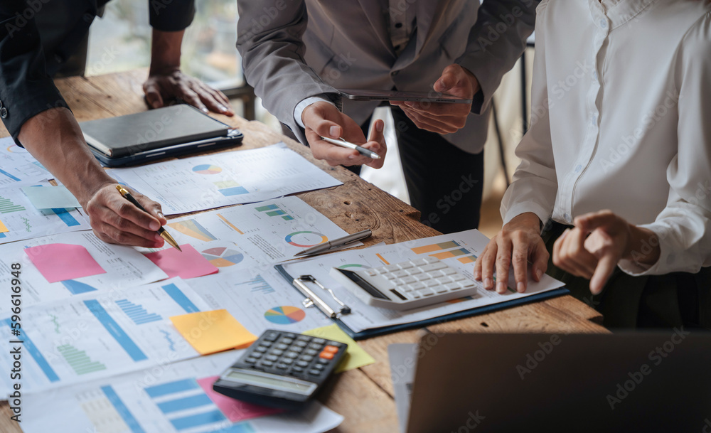 Project manager working and update tasks with milestones progress ...