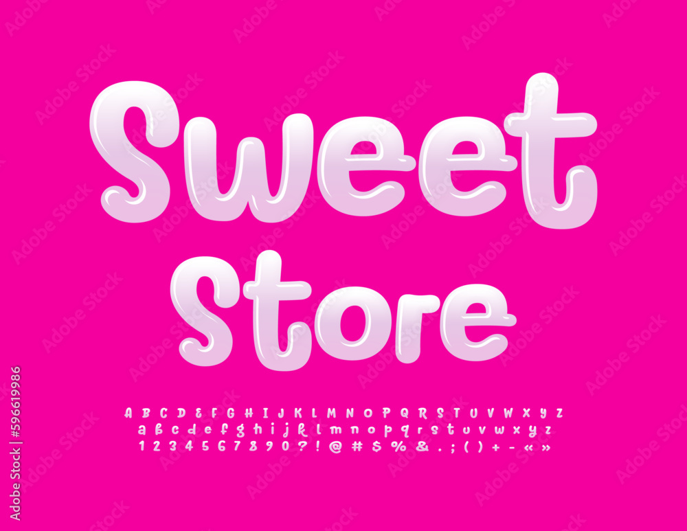 Vector artistic signboard Sweet Store. Funny glossy Font. Playful style ...