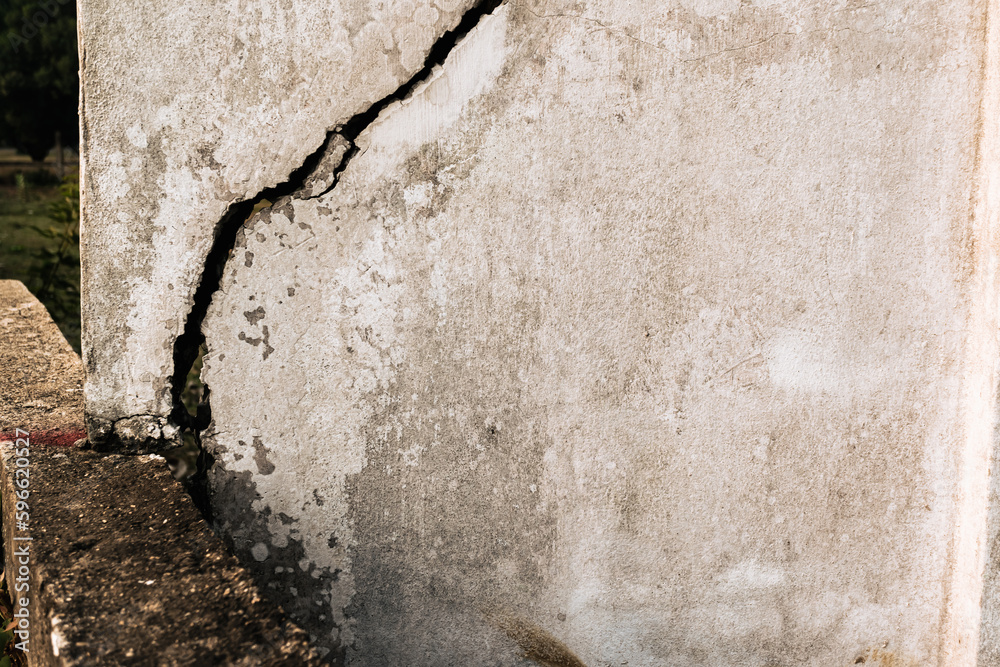 Building damage due to improper construction. rupture. Railing cracks ...