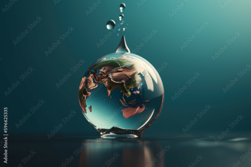 Earth inside water drop. Generate Ai Stock Illustration | Adobe Stock