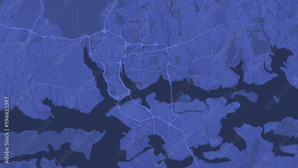 Blue Abidjan map, Cote d'Ivoire, detailed municipality map, skyline ...