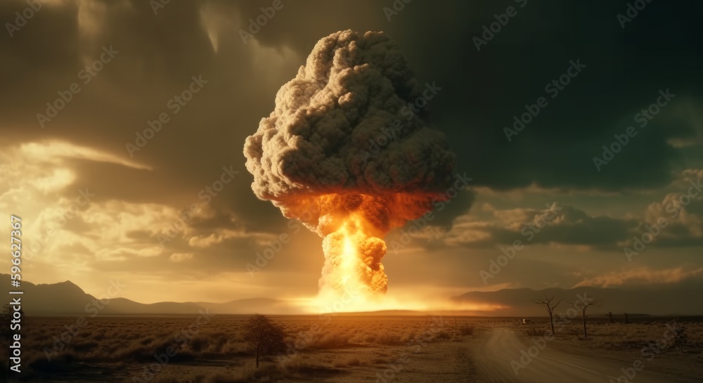 Nuclear bomb explosion in nuclear war, ww3, dystopic created with ...