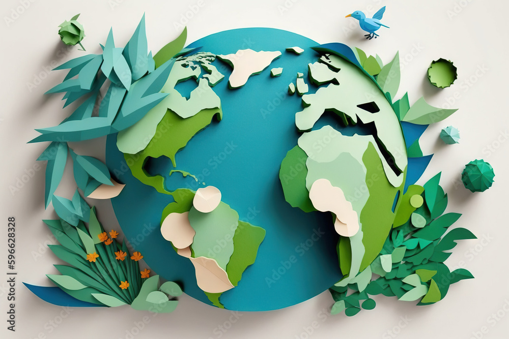 Paper Earth art, ecology, eco firendly, world water day, save ...