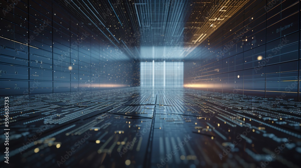 3d rendering abstract digital technology background. Network connection structure. Digital data ...