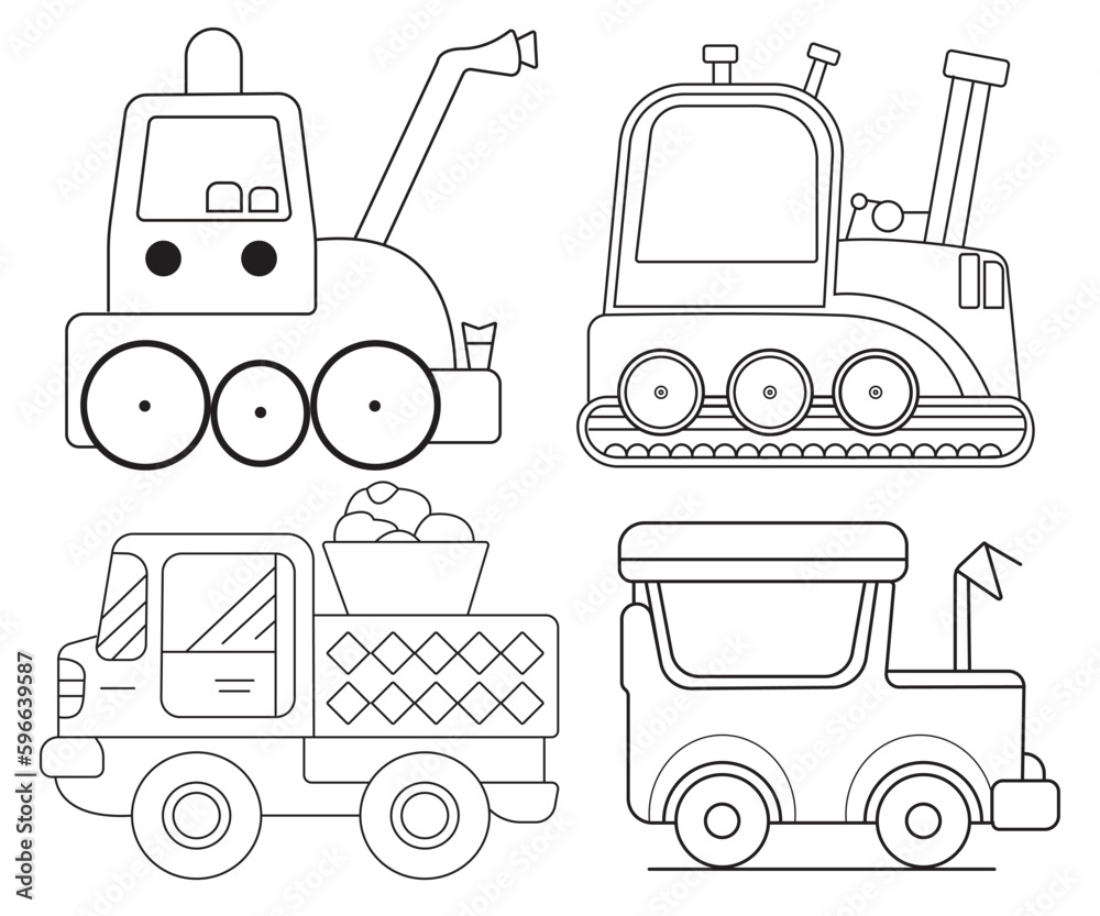 Transportation Coloring Pages for Kids Stock Vector | Adobe Stock