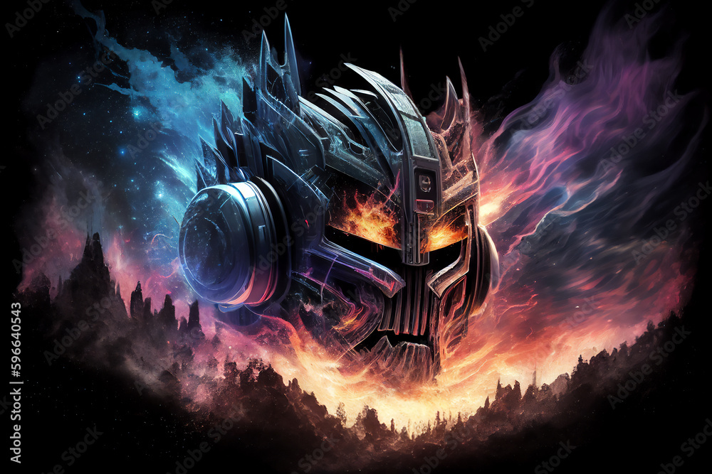 Fierce cyberpunk alien monster which is a dangerous sci-fi creature ...