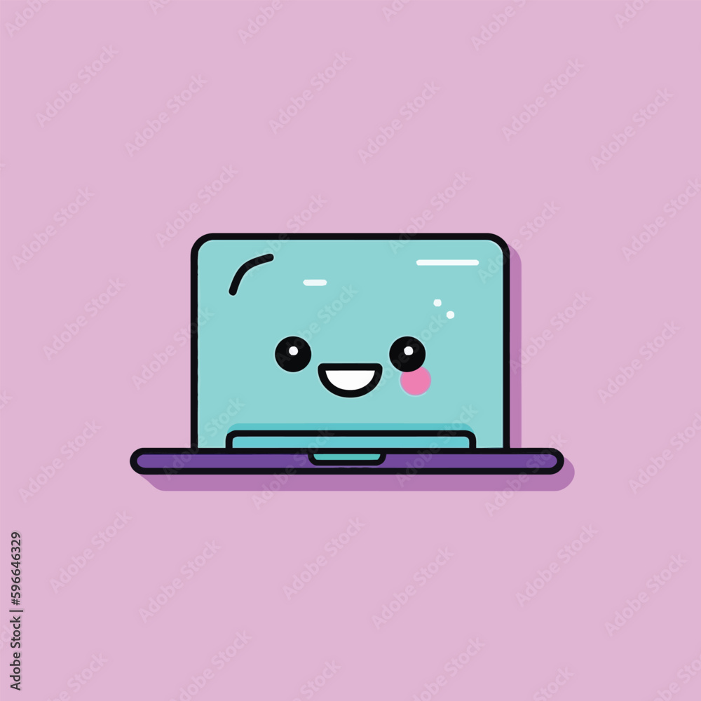 Cute kawaii laptop chibi mascot vector cartoon style Stock Vector ...