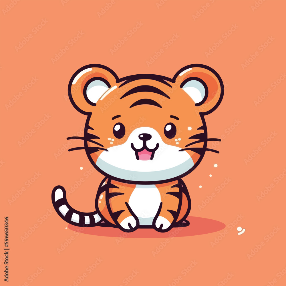 Cute kawaii tiger chibi mascot vector cartoon style Stock Vector ...