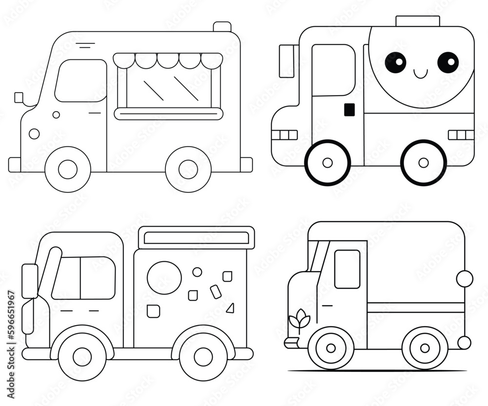 Vehicles Coloring Pages for kids Stock Vector | Adobe Stock