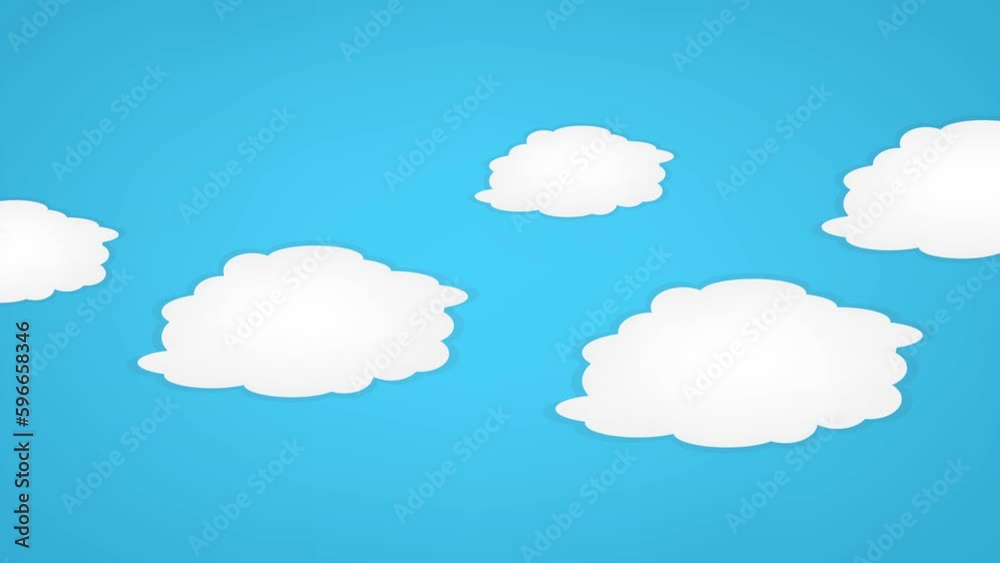 Vidéo Stock Blue sky full of clouds moving left to right. Cartoon sky ...