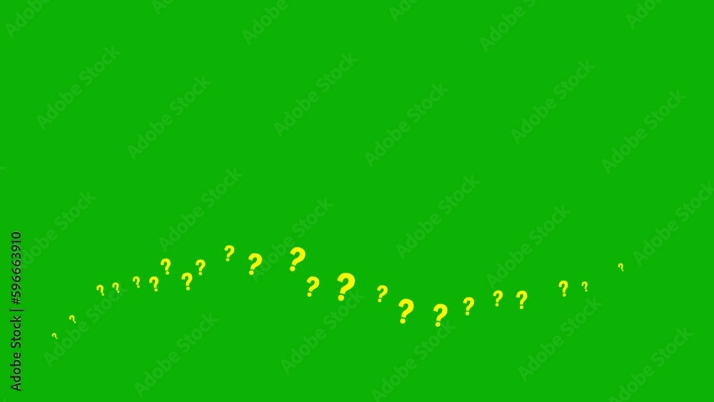 Animated yellow question mark fly from left to right. A wave of flying ...