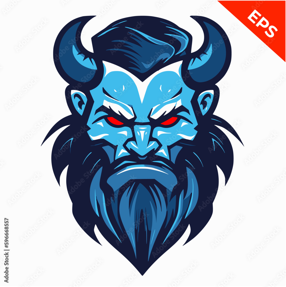 Poster Angry Zeus, Warrior god vector, blue color – Wall Art | UkPosters