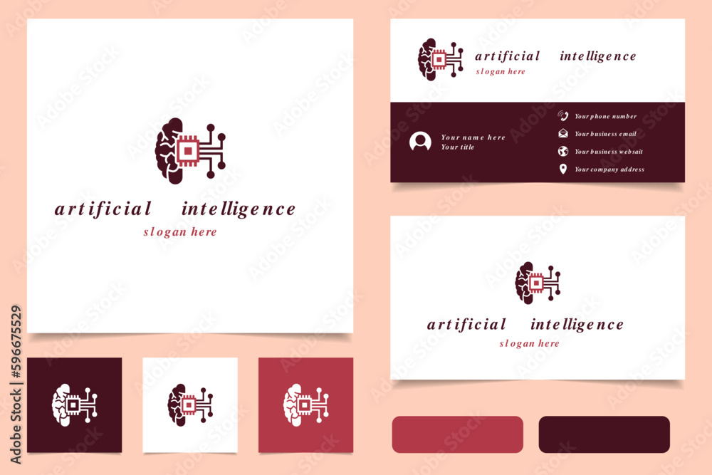 Artificial intelligence logo design with editable slogan. Branding book ...