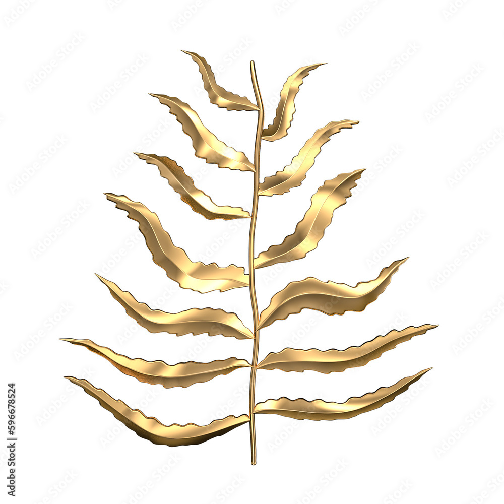 Stunning Golden Fern Leaf On Transparent Background With Border ...