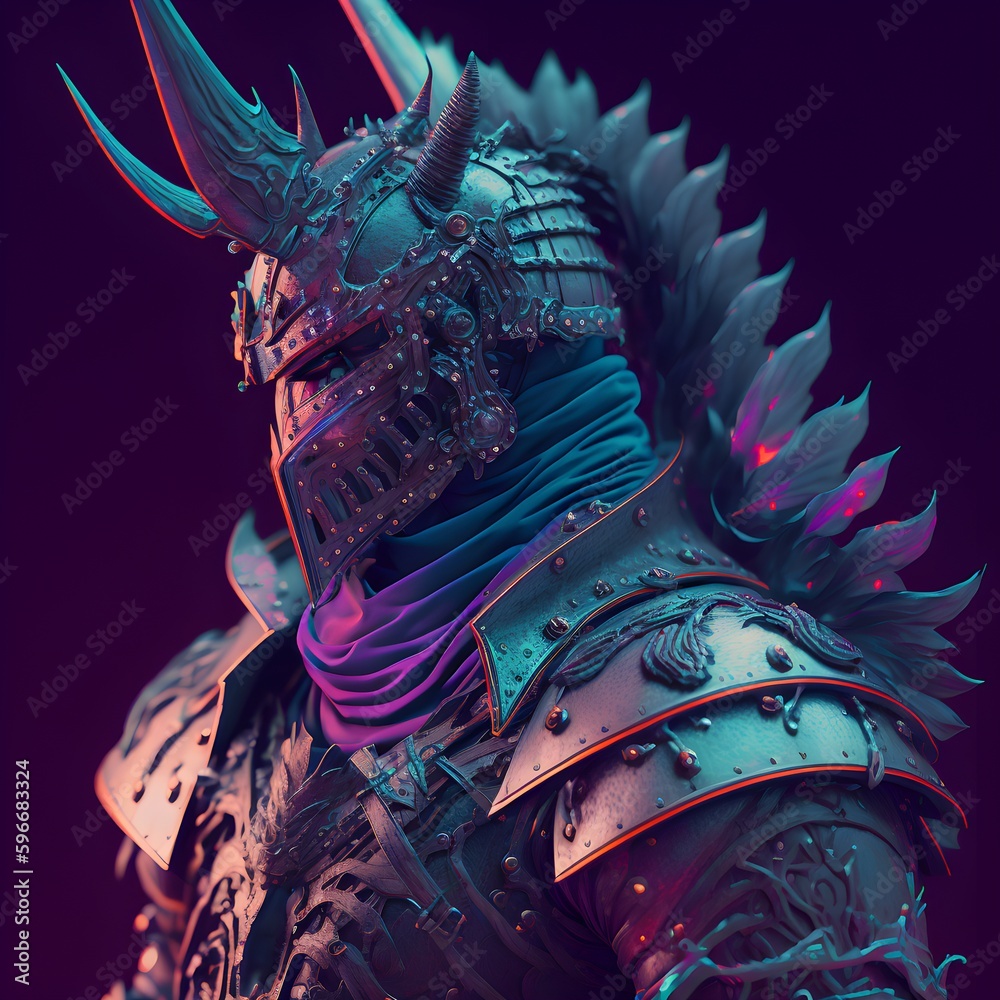 dragon slayer wearing armor unreal engine 8k synth pop colors q4 Stock ...