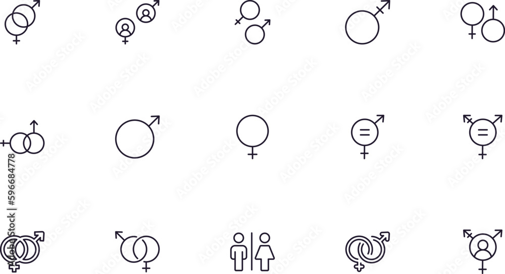 Gender concept. Collection of gender high quality vector outline signs ...