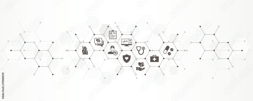 cardiology banner with the website icons and symbol of healthcare ...