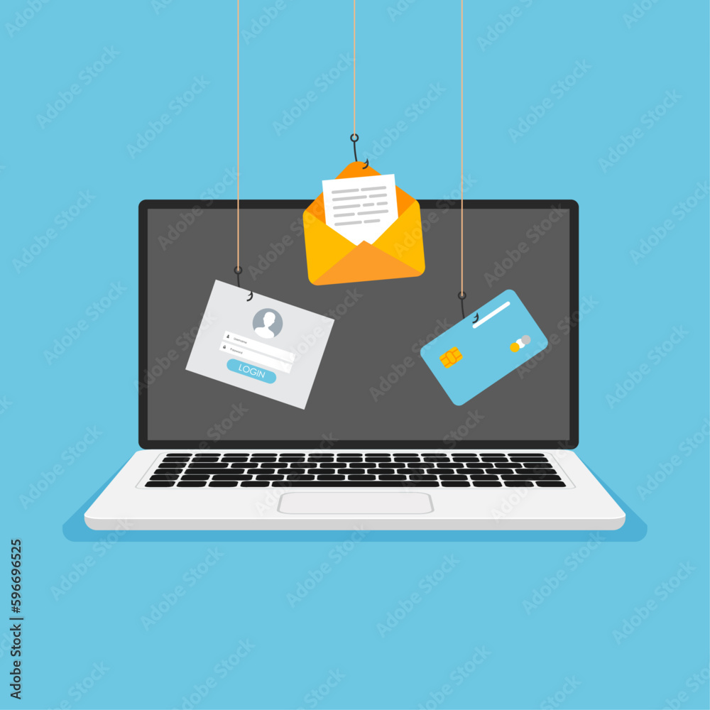 Vetor de Cyber criminal hacking user login. Process of stealing personal data, document, mail ...